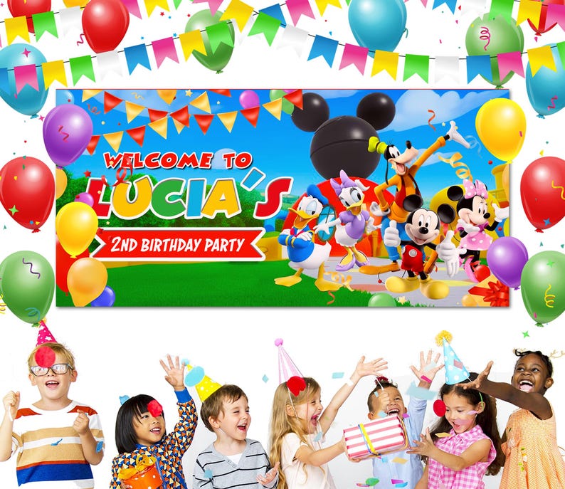 Mickey Mouse Clubhouse, Backdrop Banner, Park Entrance, Pluto, Goofy ...