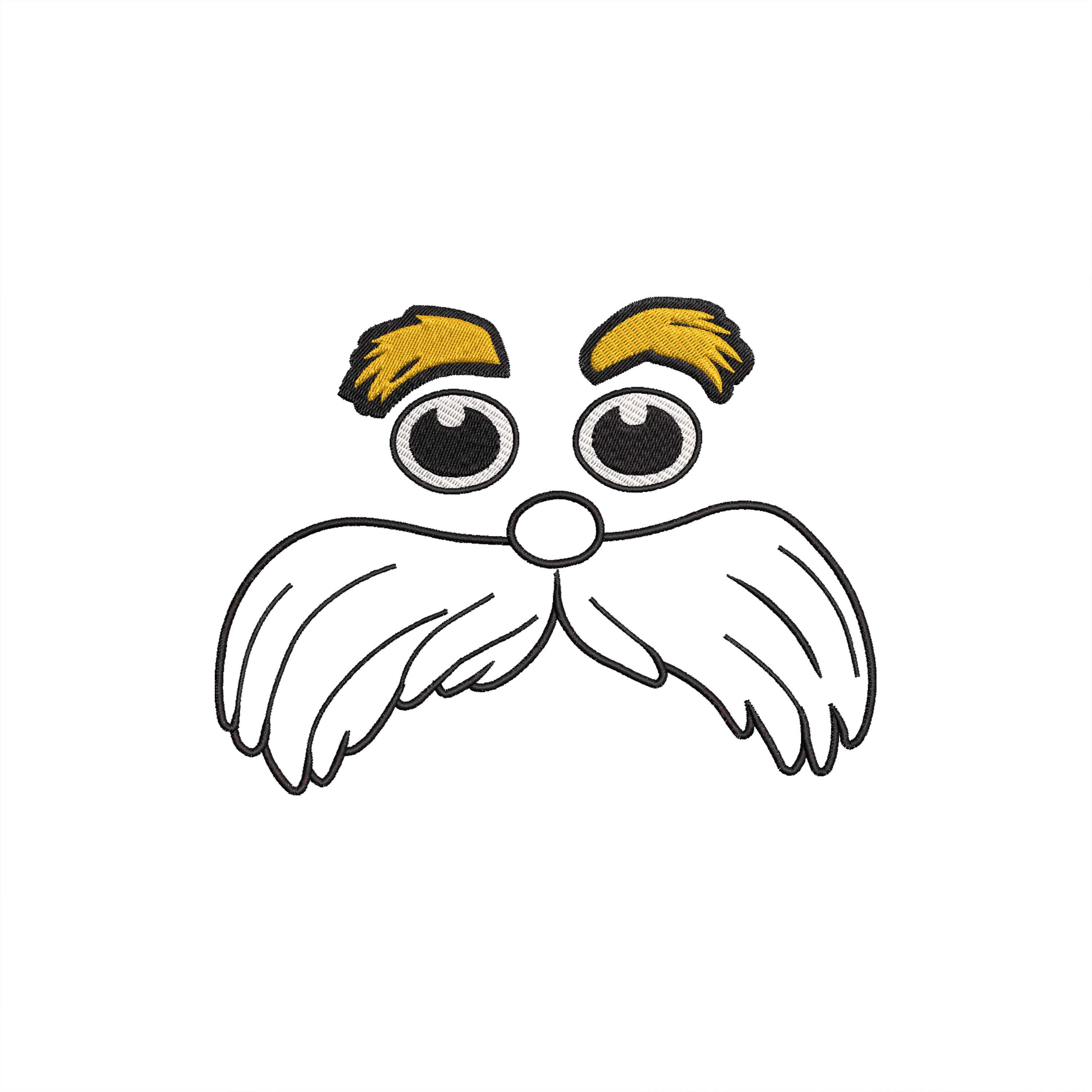 Lorax Face Embroidery Design, Mustache Eyes Eyebrows, Dr Seuss ...