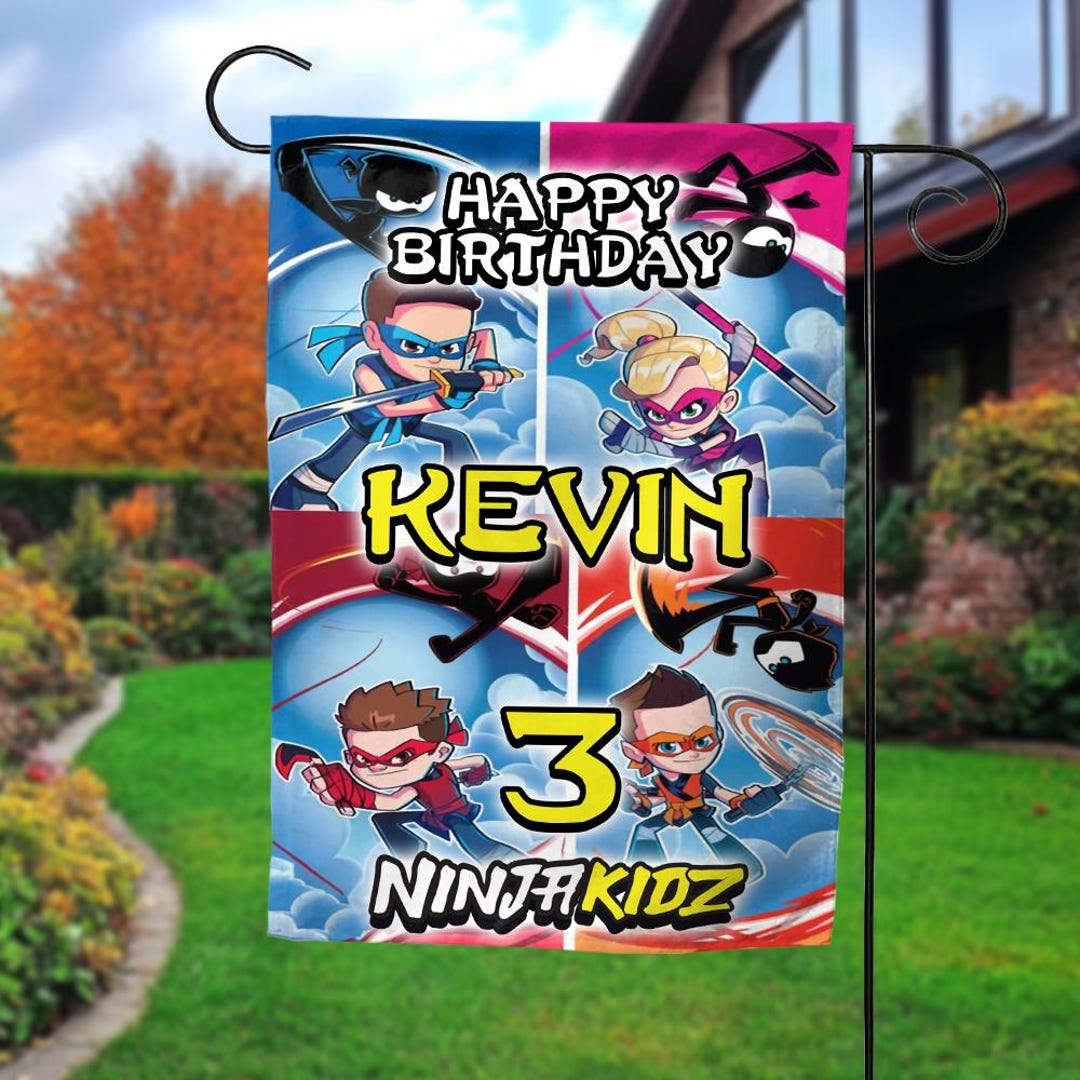 Birthday Ninja Kidz Garden Flag, Ninja Birthday Party Garden Flag ...