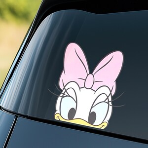 Daisy Duck Peeking Car Window Decal - Bumper Waterproof Vinyl Sticker ...