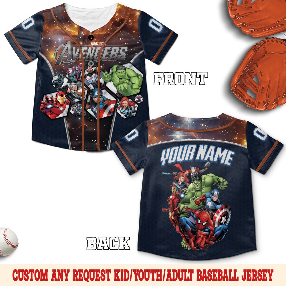 Custom Disney Marvel Avengers Baseball Jersey/Superheroes Characters ...