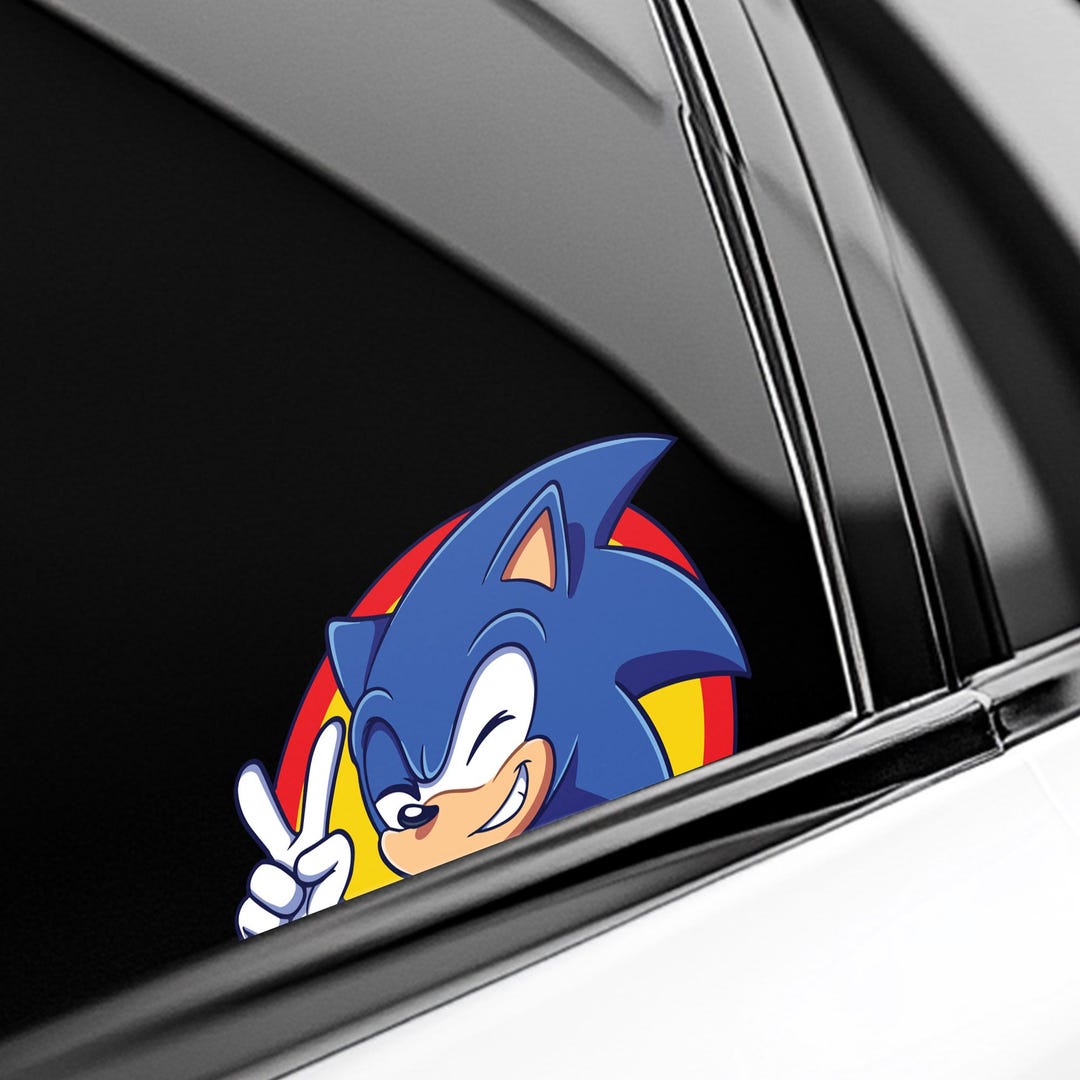 Winking Sonic Peeker Peeking Car Window Decals - Bumper Waterproof ...