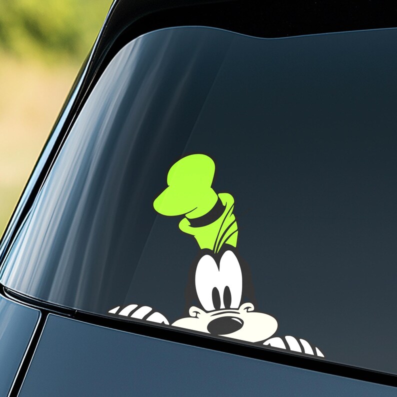 Funny Goofy Peeking Car Window Decal - Bumper Waterproof Vinyl Sticker ...