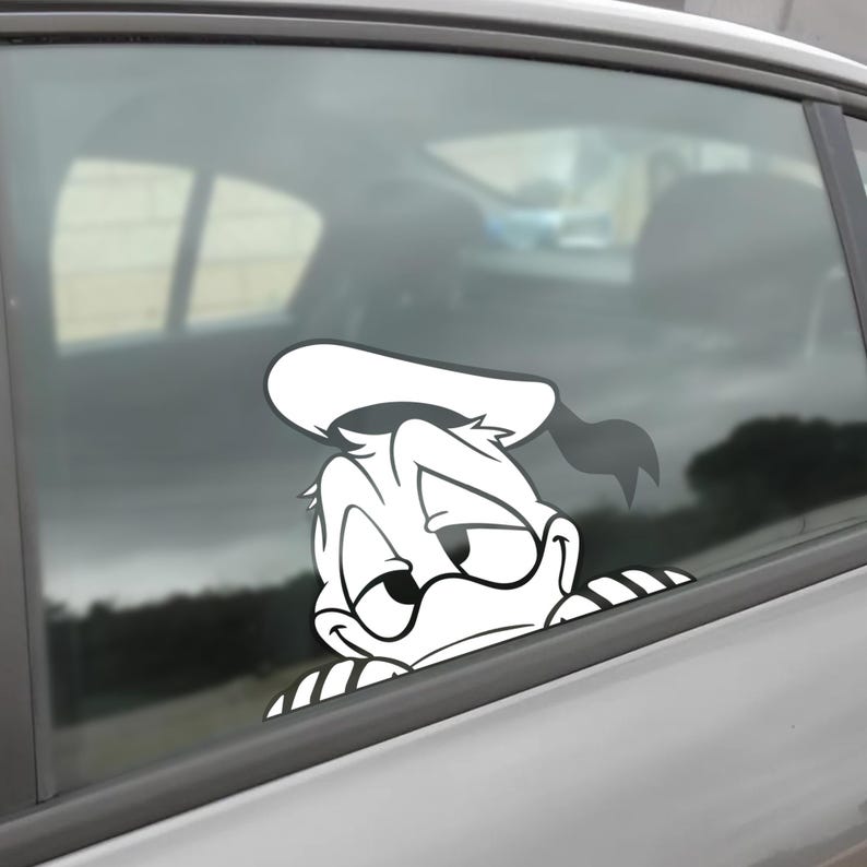 Donald Duck Peeking Car Window Decal - Bumper Waterproof Vinyl Sticker ...