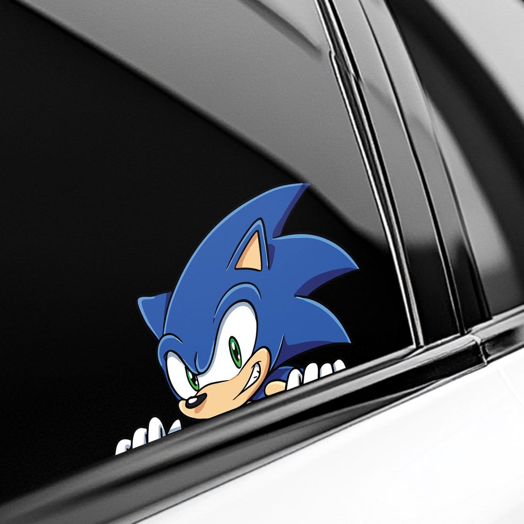 Funny Sonic Peeker Peeking Car Window Decals - Bumper Waterproof ...