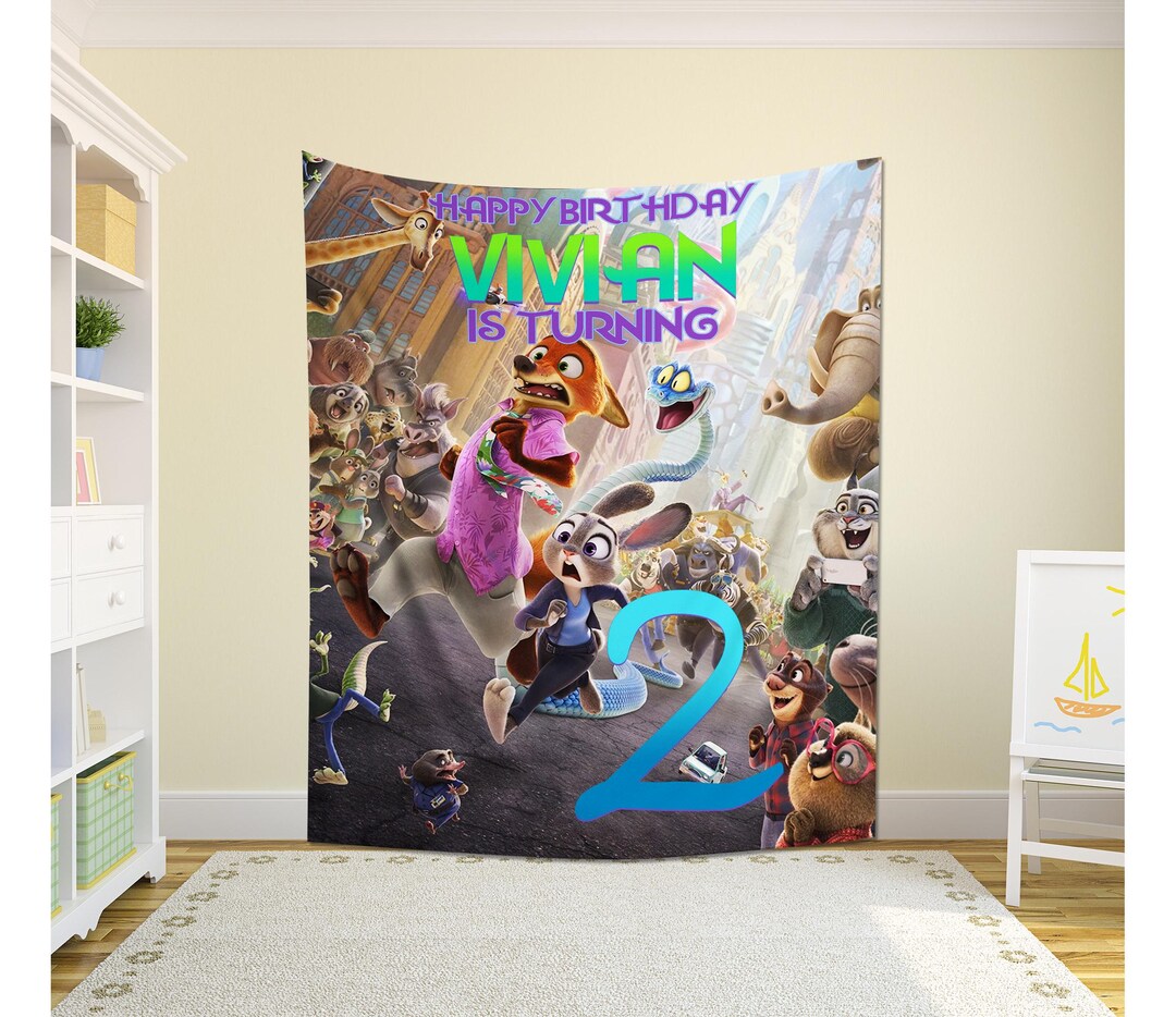 Zootopia 2 Birthday Party Backdrop Zootopia Baby Shower Banner ...