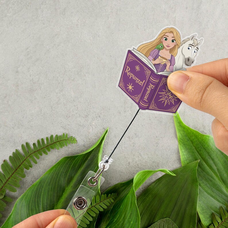 Disney Princess Reading Badge Reel, Belle Ariel Elsa ID Holder, Book ...