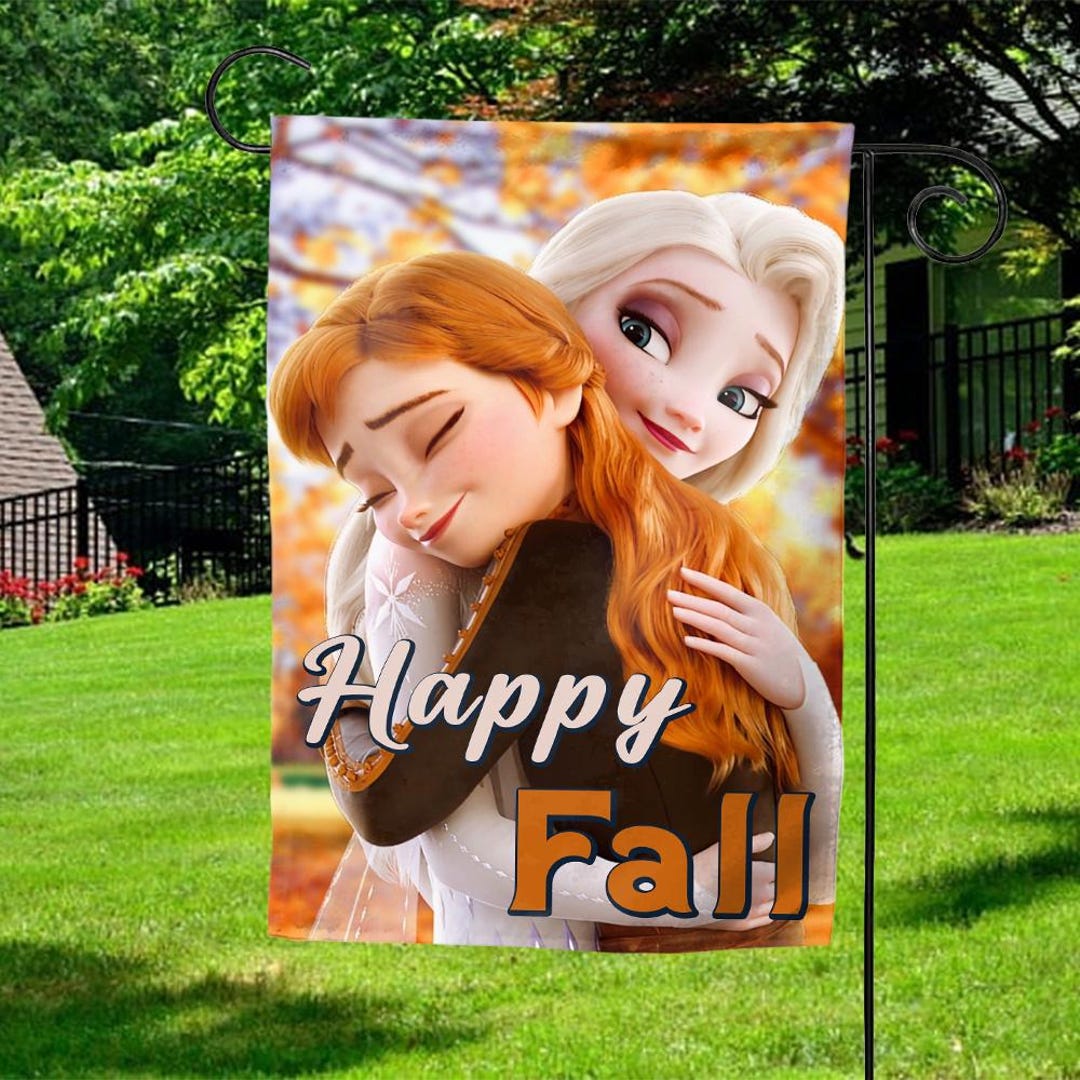 Disney's Elsa and Anna Fall Garden Flag, Fall Frozen Themed Disney ...