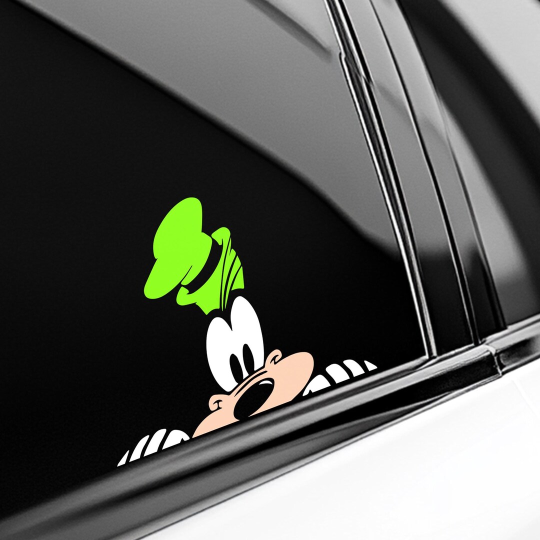 Funny Goofy Peeking Car Window Decal - Bumper Waterproof Vinyl Sticker ...
