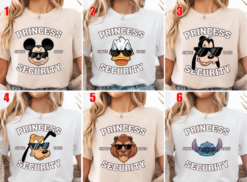 Disney Princess Security Shirt, Mickey & the Beast, Disney Dad Tee ...
