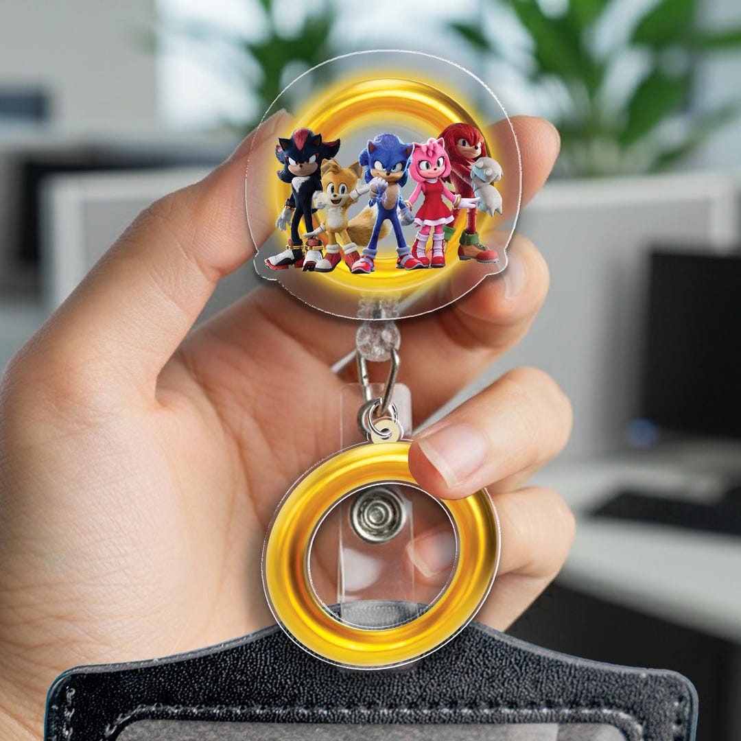 Sonic Shadow Badge Reel, Retractable ID Badge Holder, Sonic Shadow Amy ...