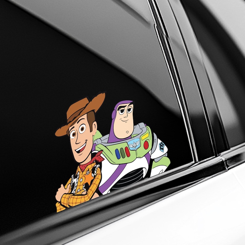 Buzz and Woddy Peeker Peeking Car Window Decals - Bumper Waterproof ...