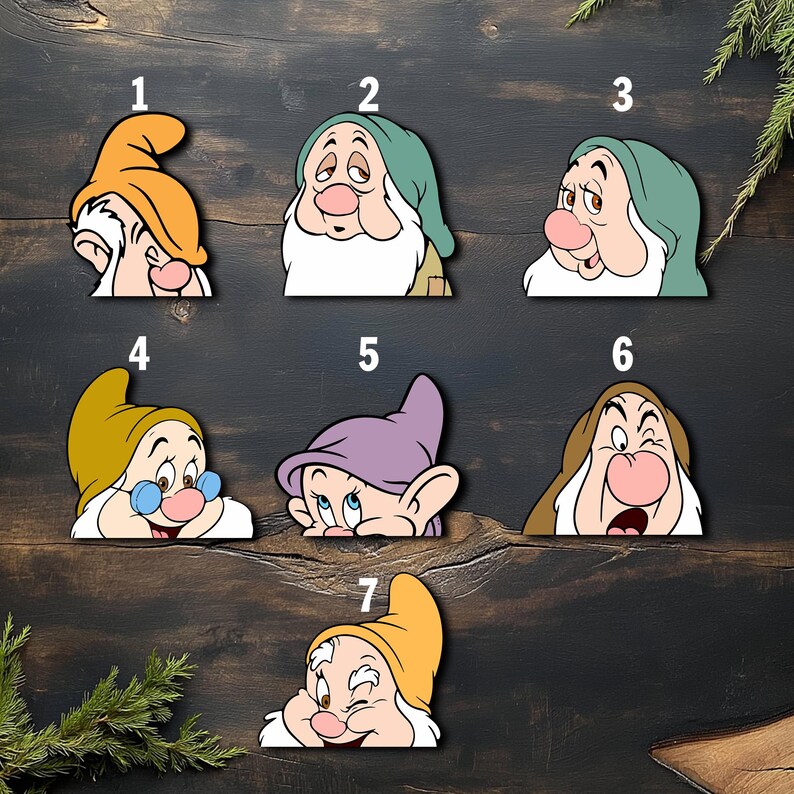 Grumpy Dwarfs Peeker Peeking Car Window Decal - Bumper Waterproof Stickers - Happy Dopey Doc ...