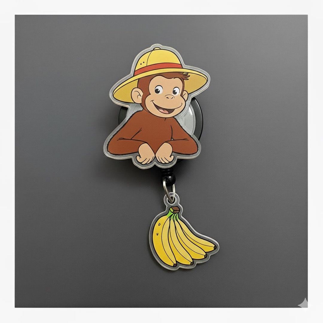 Custom Curious George Badge Reel, Custom Name and Year, Customized ...