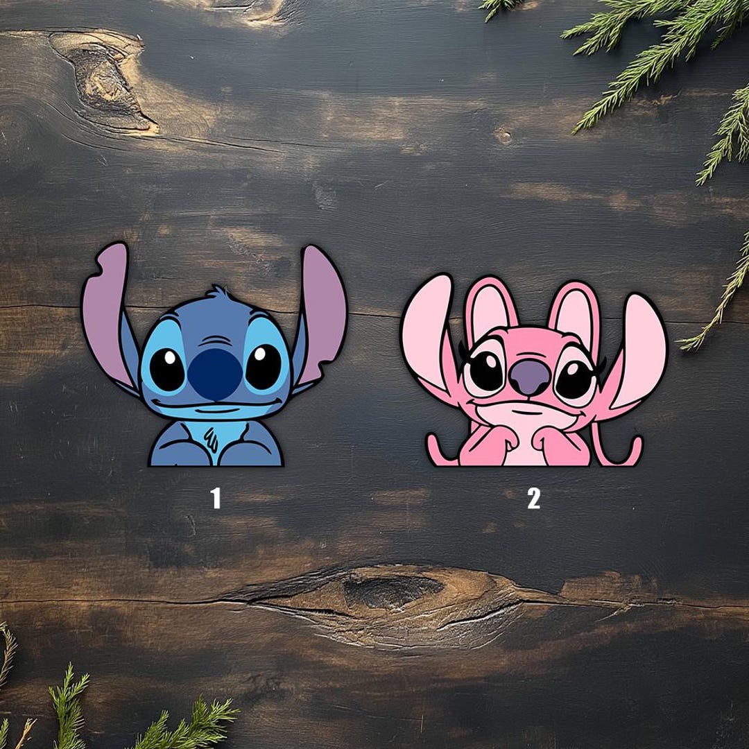 Stitch and Angel Peeker Peeking Car Window Decals - Funny Bumper ...
