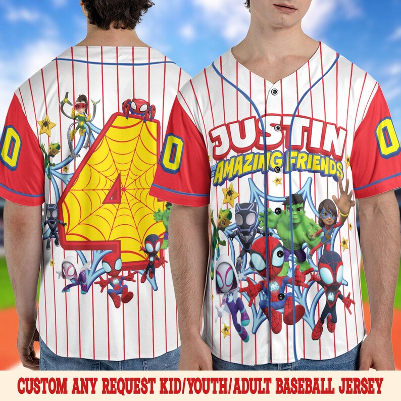 Custom Spidey and His Amazing Friends Birthday Baseball Jersey,spider ...