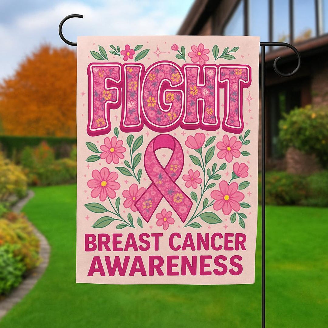 Subtle Boho Breast Cancer Awareness Garden Flag/breast Cancer Pink Flag ...