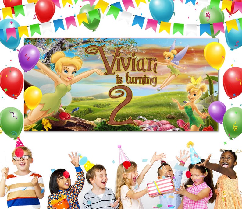 Tinker Bell Birthday Banner, Fairy Party Decoration, Personalized Pixie ...