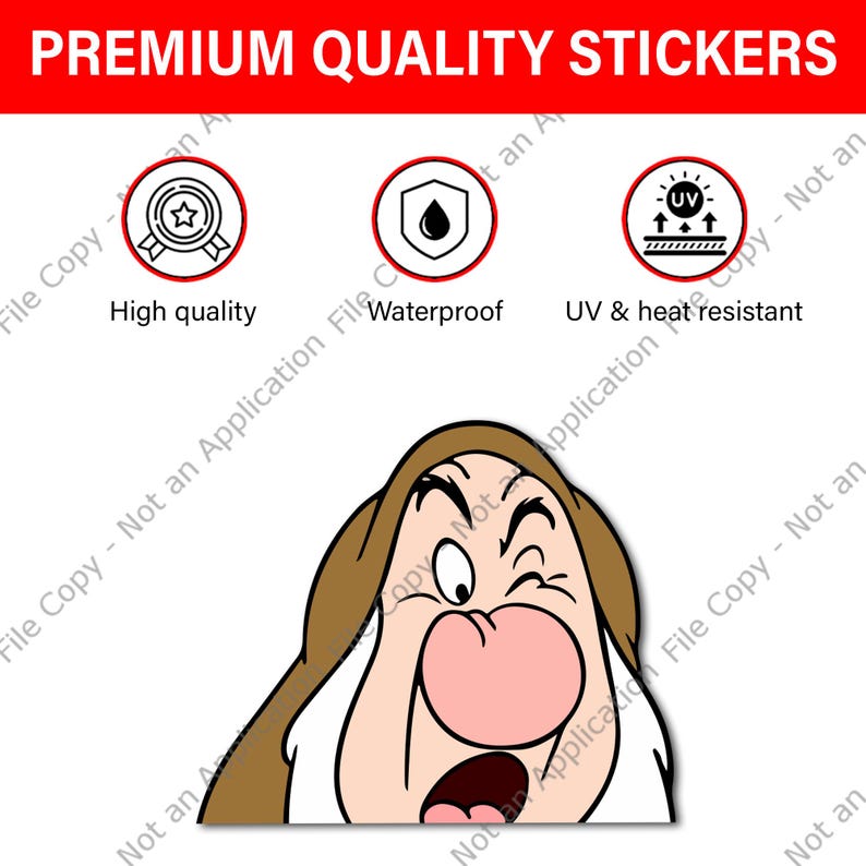 Grumpy Dwarfs Peeker Peeking Car Window Decal - Bumper Waterproof Stickers - Happy Dopey Doc ...