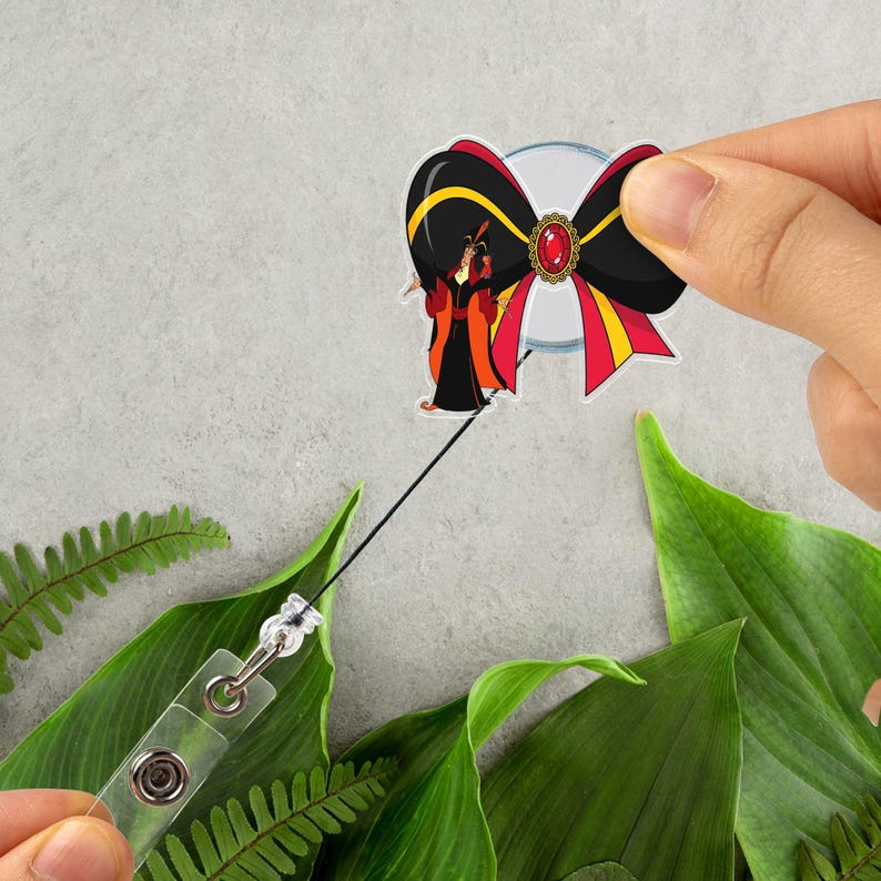 Disney Jafar Badge Reel,disney Villains Coquette Bow Badge Reel, Cute ...