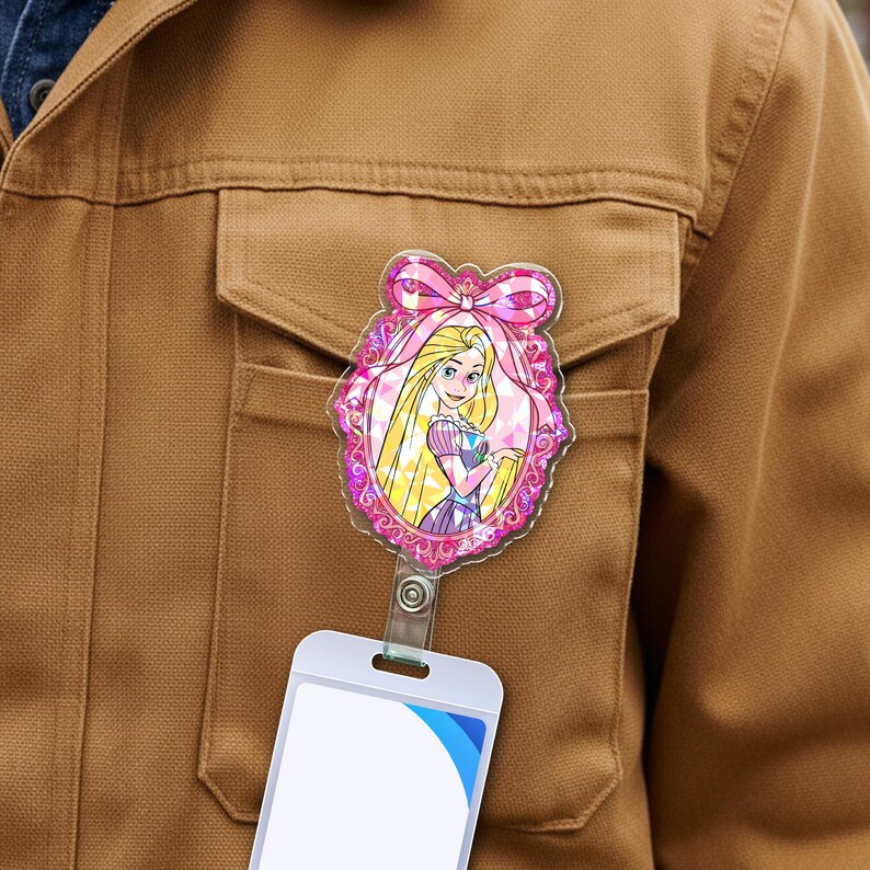 Disney Tangled Rapunzel Floral Badge Reel, Disney Princess Rapunzel ...