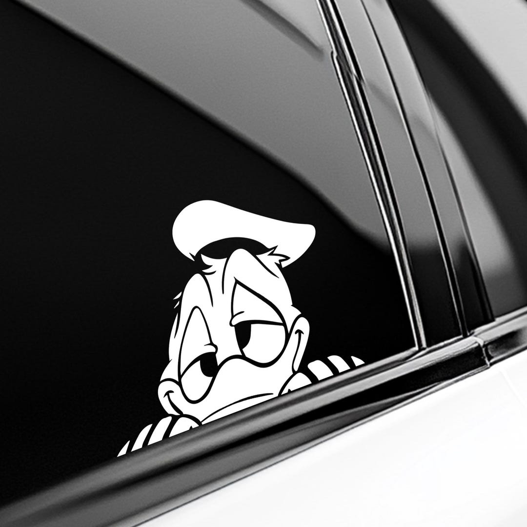 Donald Duck Peeking Car Window Decal - Bumper Waterproof Vinyl Sticker ...