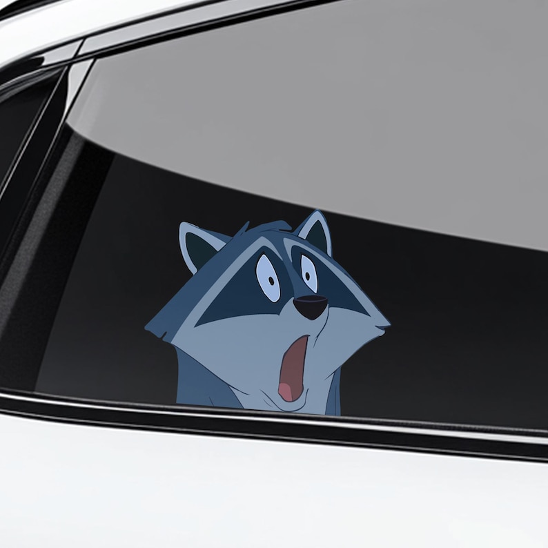 Shocked Raccoon Peeker Peeking Car Window Decal - Bumper Waterproof ...