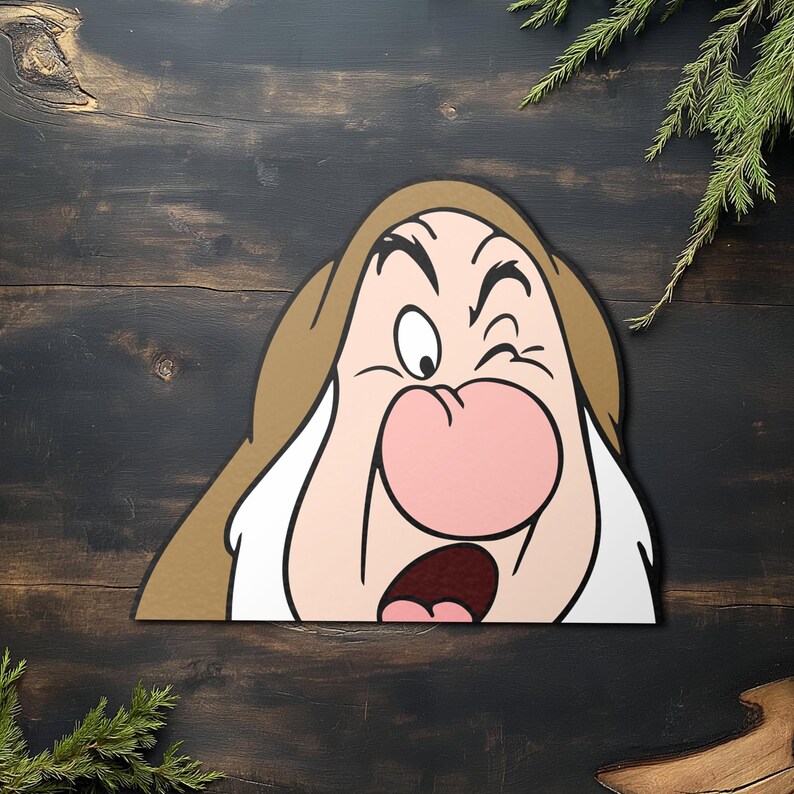 Grumpy Dwarfs Peeker Peeking Car Window Decal - Bumper Waterproof Stickers - Happy Dopey Doc ...