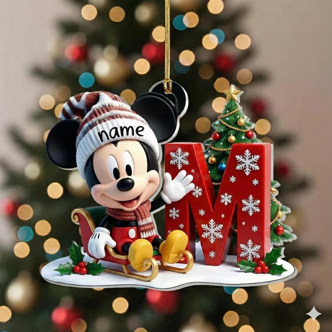 Personalized Mickey Letter 2D Flat Ornament,custom Christmas Ornament ...