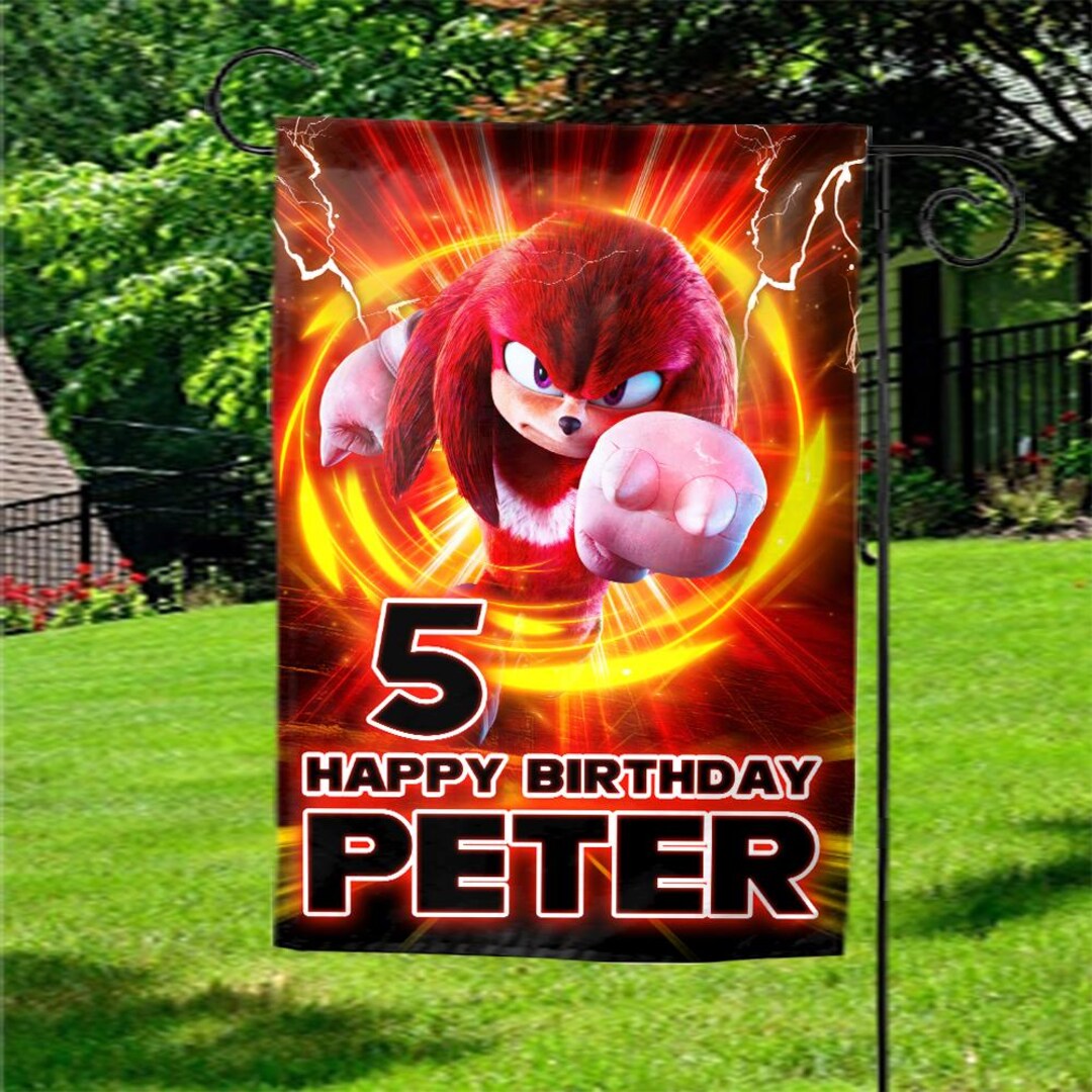Knuckles the Echidna Birthday Party Garden Flag, Knuckles Birthday Flag ...