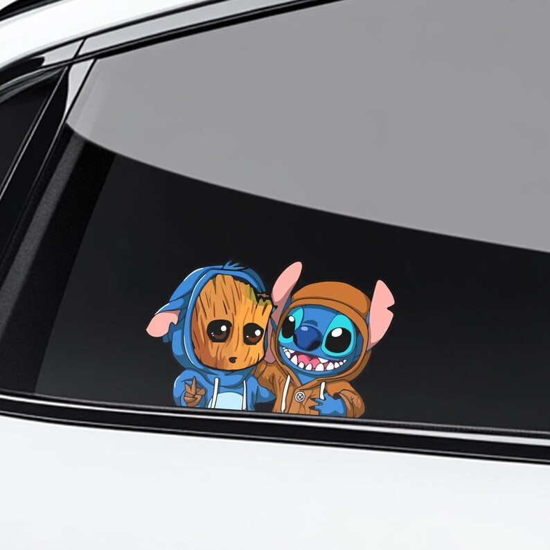 Groot & Stitch Crossover Peekaboo Peeker Peeking Car Window Decal ...
