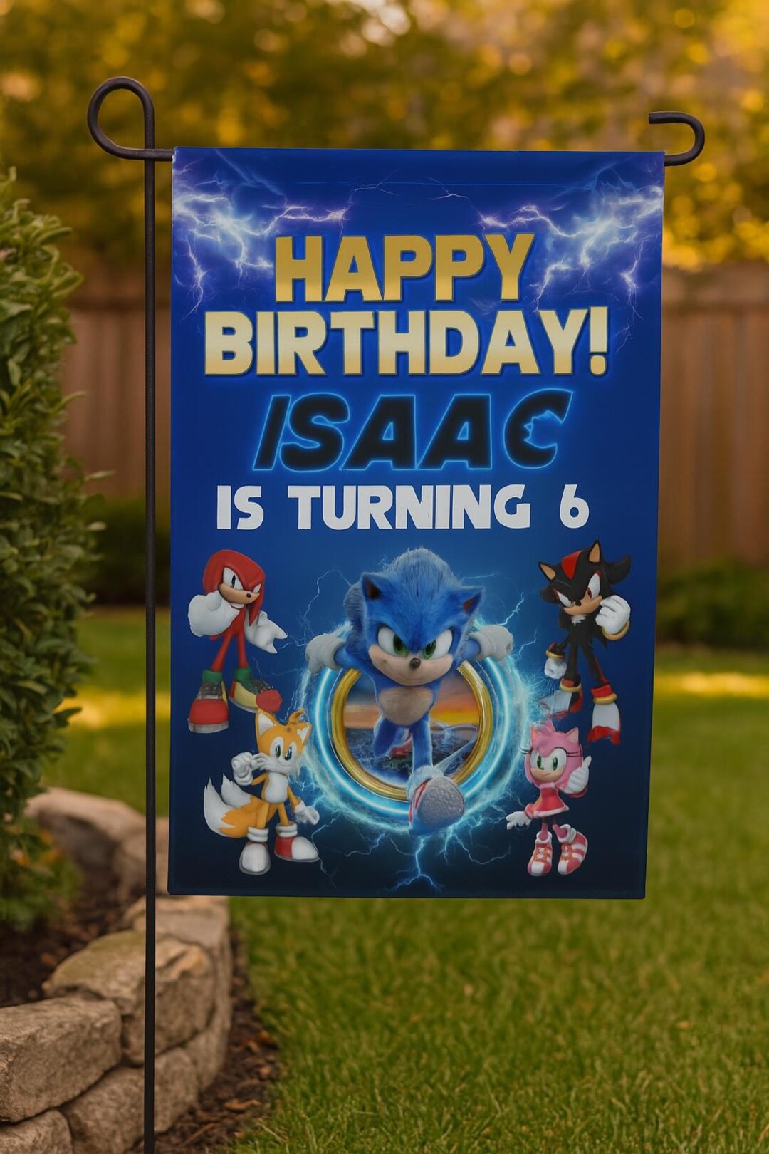 Sonic Birthday Party Flag/sonic Hedgehog Birthday Flag/custom Sonic ...