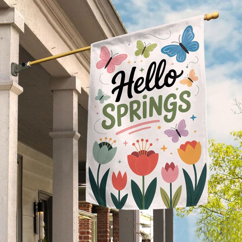 Hello Spring Garden Flag | Double-sided Floral Outdoor Banner | Spring ...