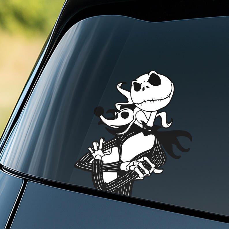 Jack Skellington Peeker Peeking Car Window Decals - Bumper Waterproof ...
