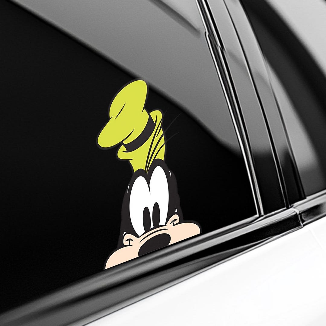 Goofy Peeking Car Window Decal - Bumper Vinyl Sticker - Pack Stickers ...
