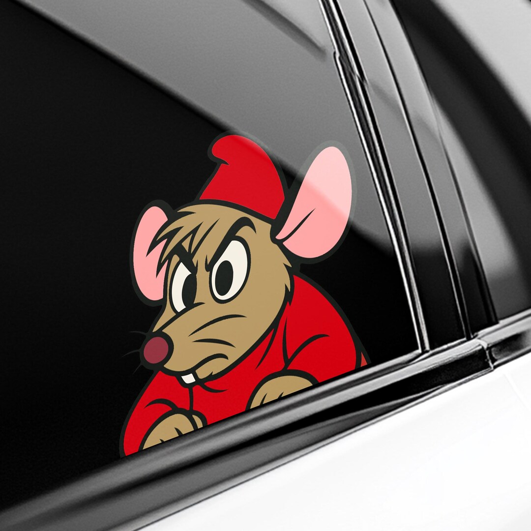 Jaq Jaq Peeking Car Window Decal - Cinderella Bumper Waterproof Vinyl ...
