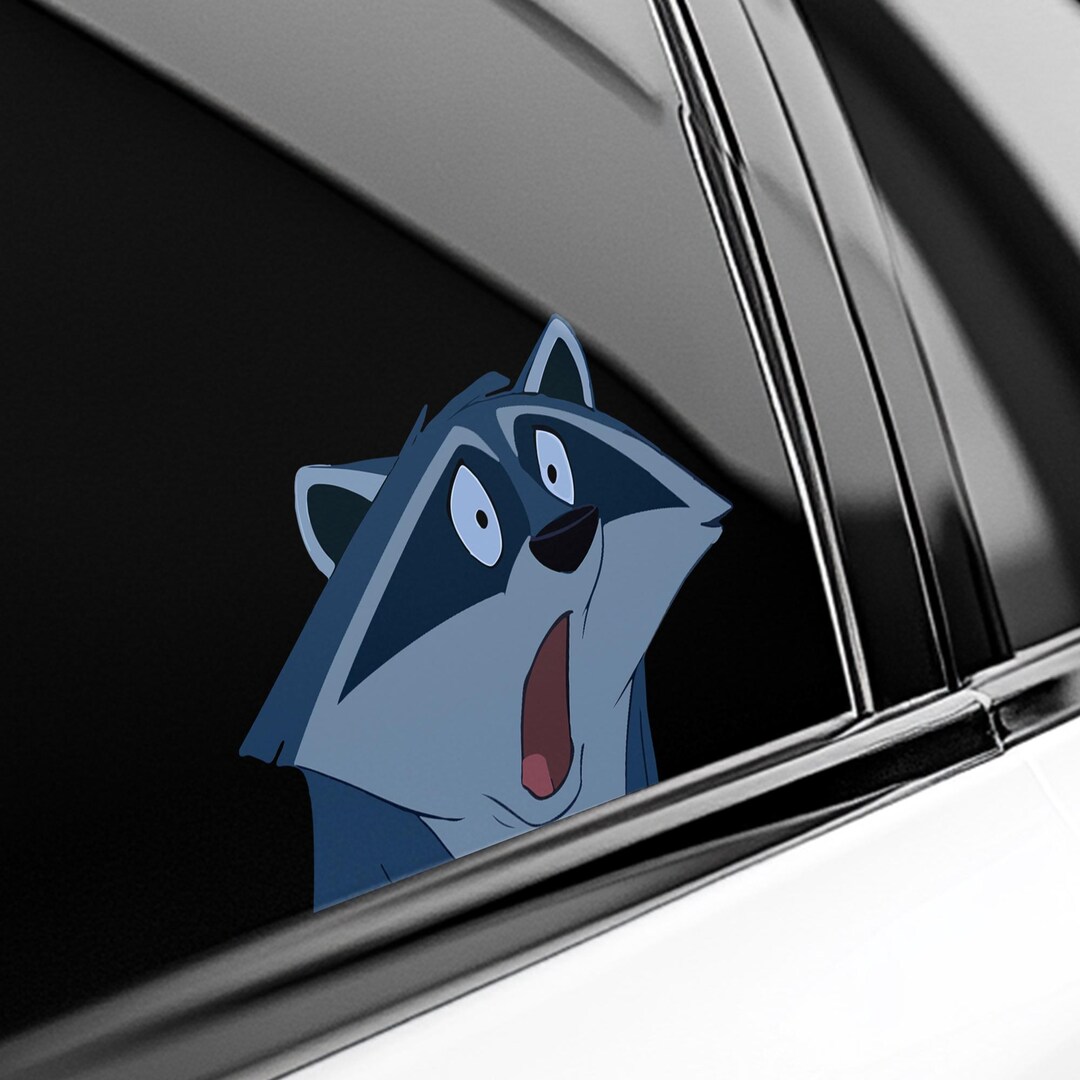 Shocked Raccoon Peeker Peeking Car Window Decal - Bumper Waterproof ...