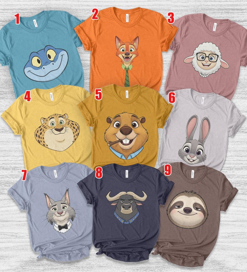 Zootopia 2 Character Face T-shirt, Judy & Nick, Family Trip Tee AXLC12 ...
