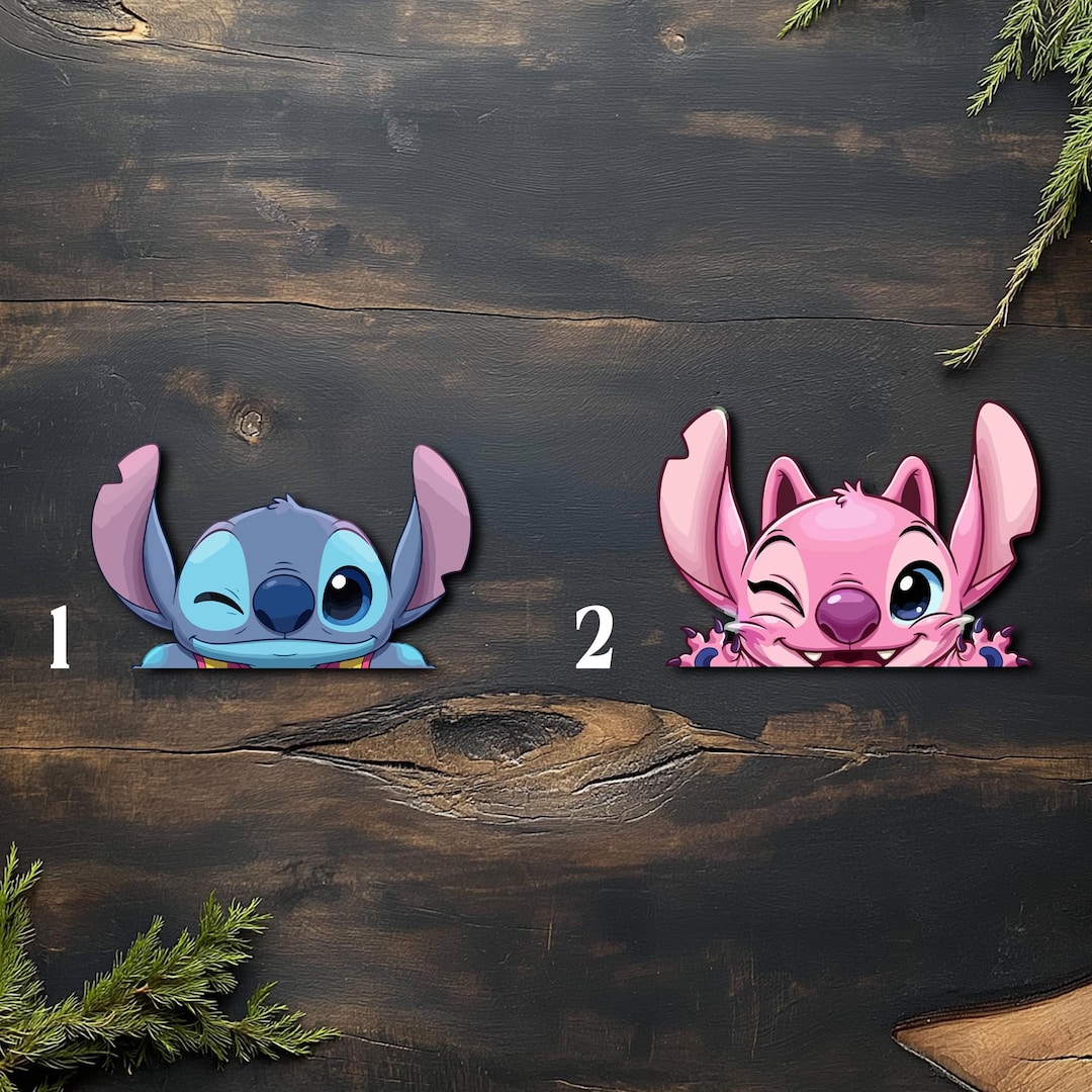Stitch and Angel Peeker Peeking Car Window Decals - Funny Bumper ...