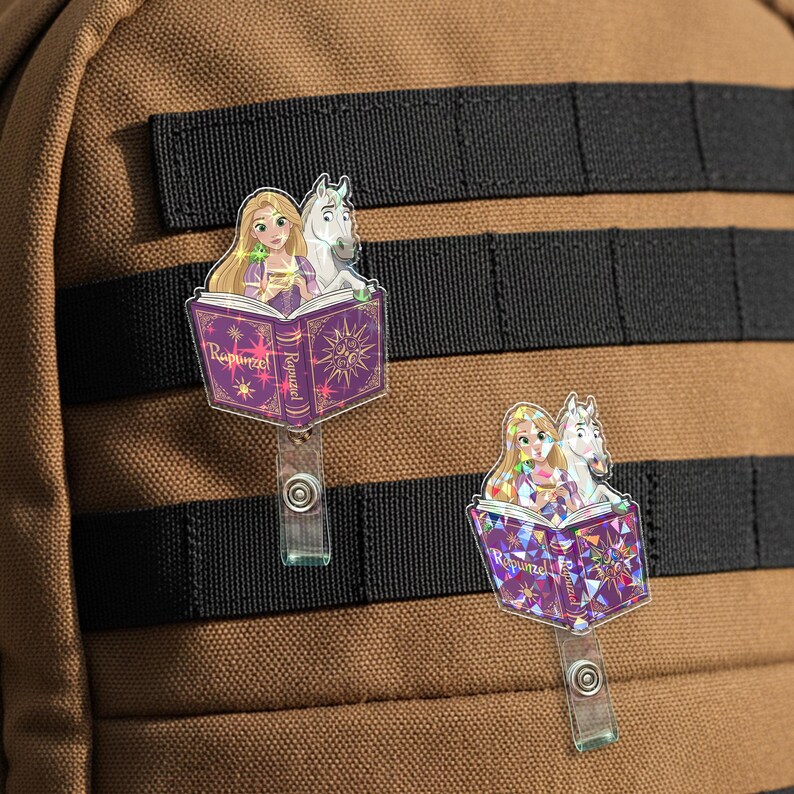 Disney Princess Reading Badge Reel, Belle Ariel Elsa ID Holder, Book ...