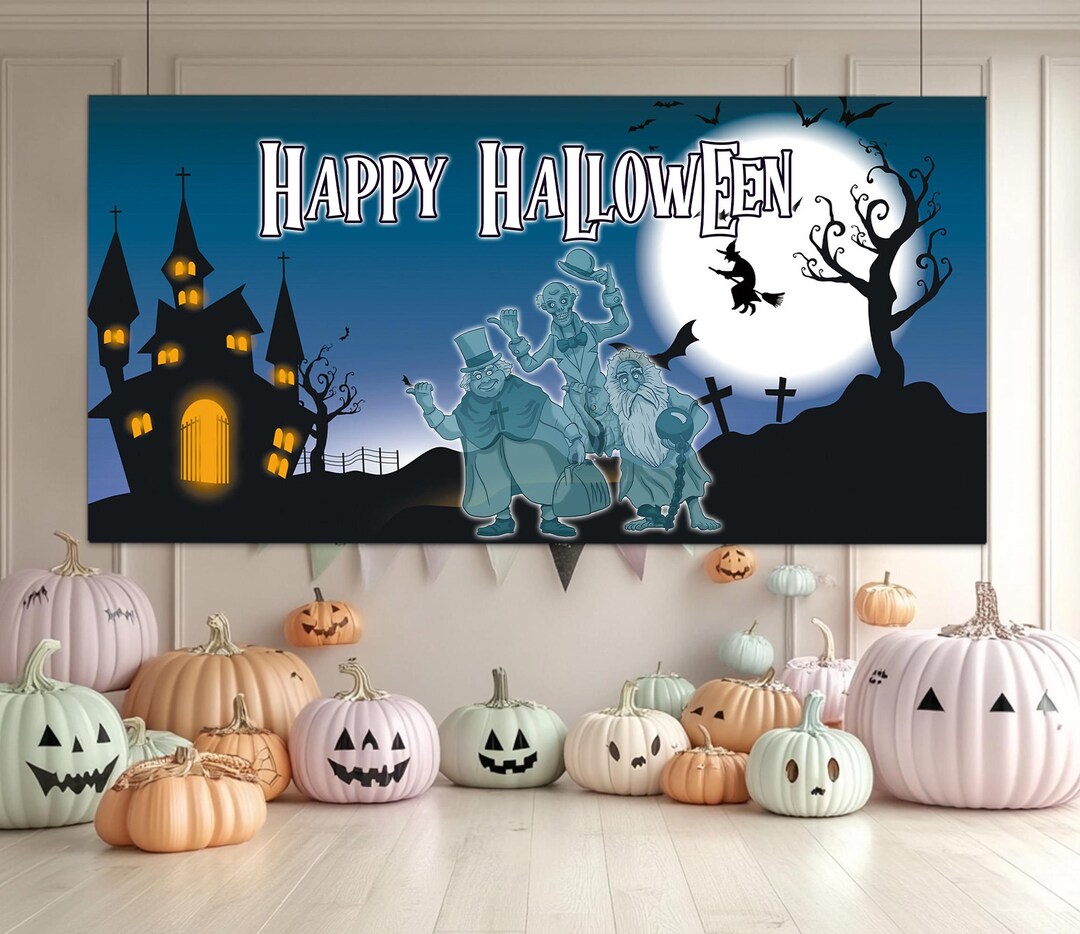 Haunted Mansion Halloween Birthday Banner, Birthday Party Banner ...