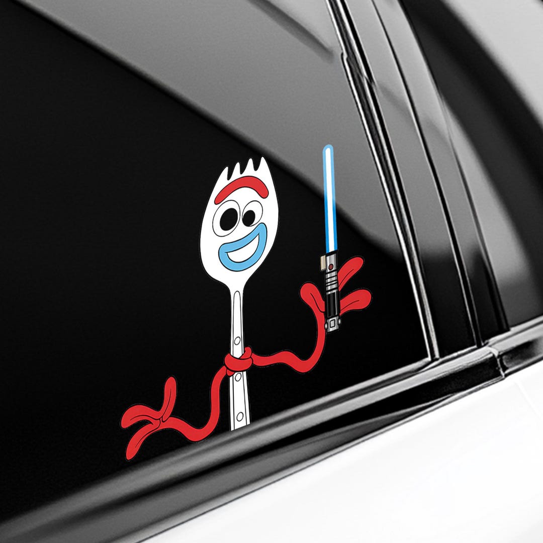 Forky Lightsaber Peeker Car Window Decals - Funny Toy Jedi Vinyl ...