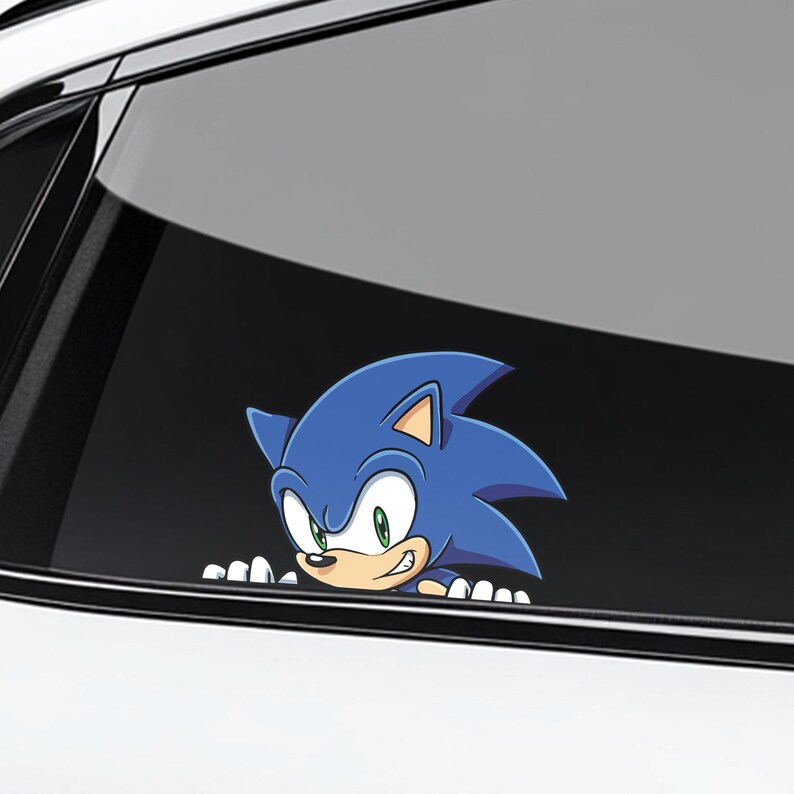 Funny Sonic Peeker Peeking Car Window Decals - Bumper Waterproof ...