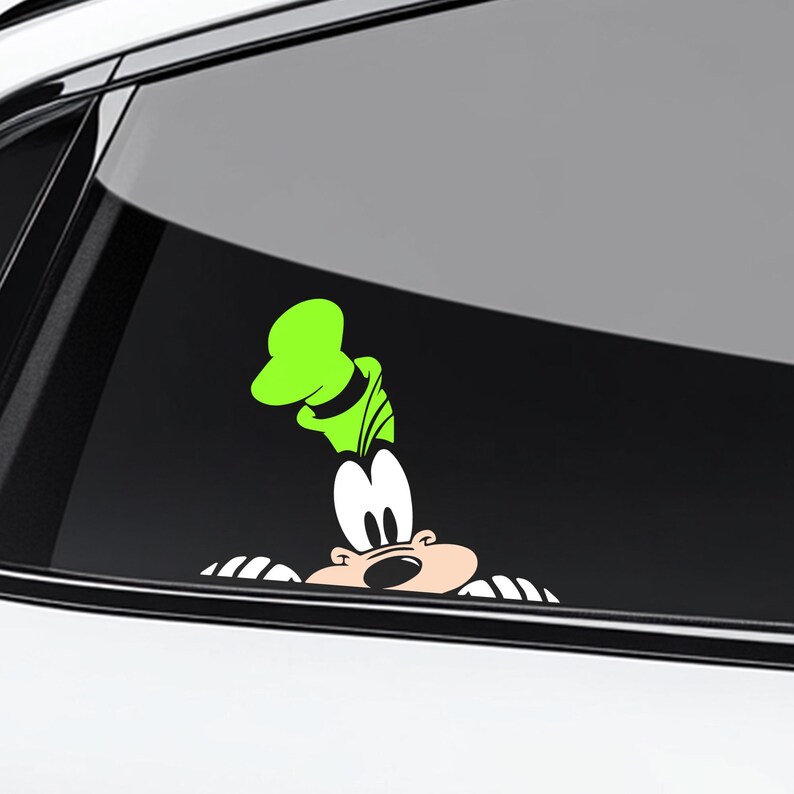 Funny Goofy Peeking Car Window Decal - Bumper Waterproof Vinyl Sticker ...