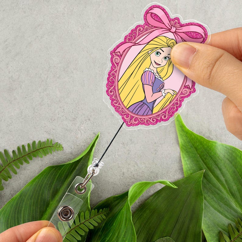 Disney Tangled Rapunzel Floral Badge Reel, Disney Princess Rapunzel ...