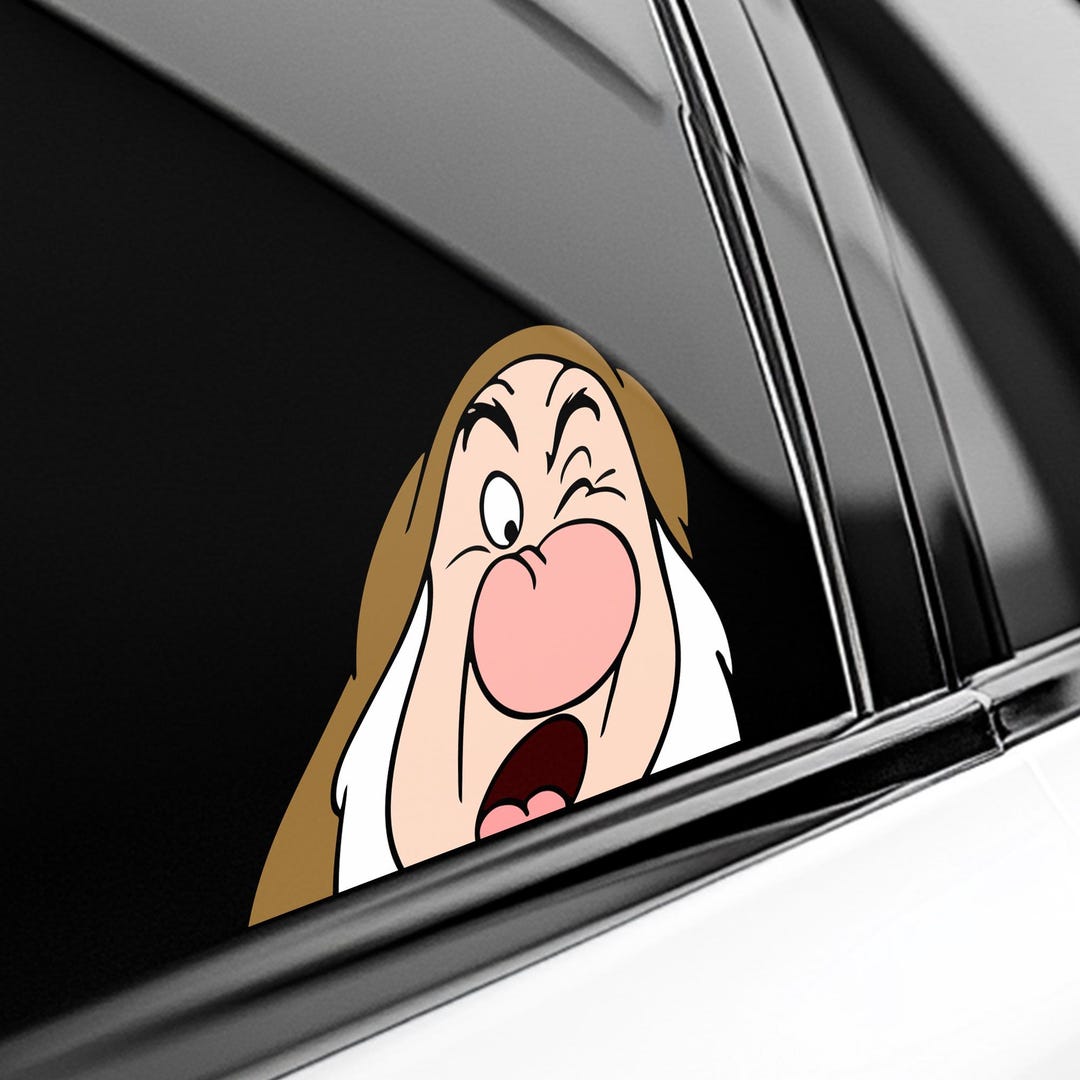 Grumpy Dwarfs Peeker Peeking Car Window Decal - Bumper Waterproof Stickers - Happy Dopey Doc ...