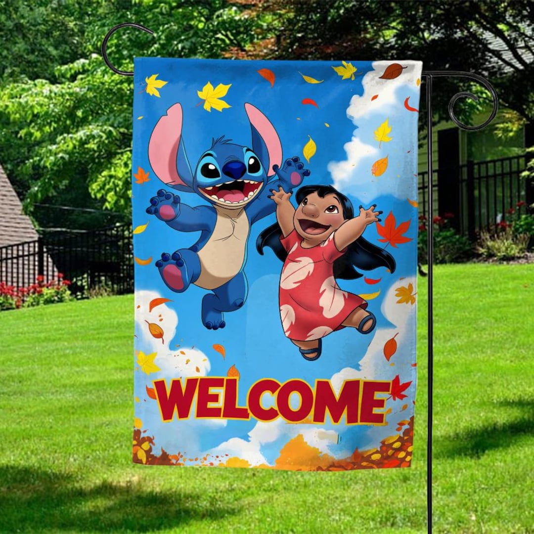 Stitch and Lilo Fall Garden Flag, Disney Fall Garden Flag, Fall Vibe ...