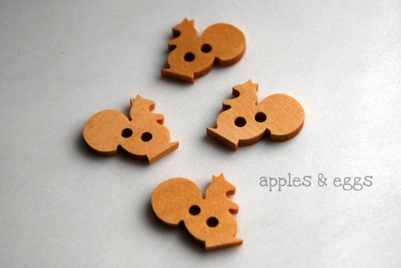 Items similar to Wooden Squirrel Buttons (Set of Four Buttons) on Etsy