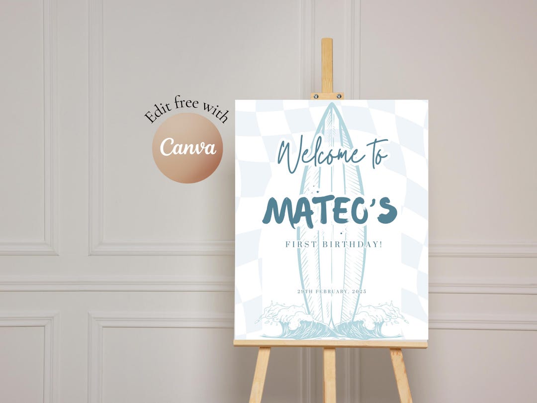 Editable the Big One Welcome Sign, Big One Invite, 1st Birthday, Boy ...