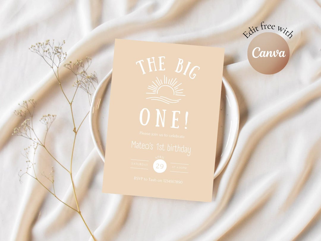 Editable the Big One Invitation, Big One Invite, Girl 1st Birthday, Boy ...